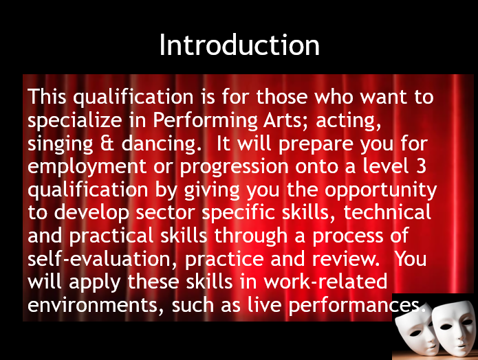 Level 2 Extended Certificate In Performing Arts | ncsvle
